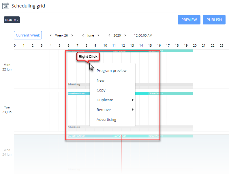 The Scheduling grid layout