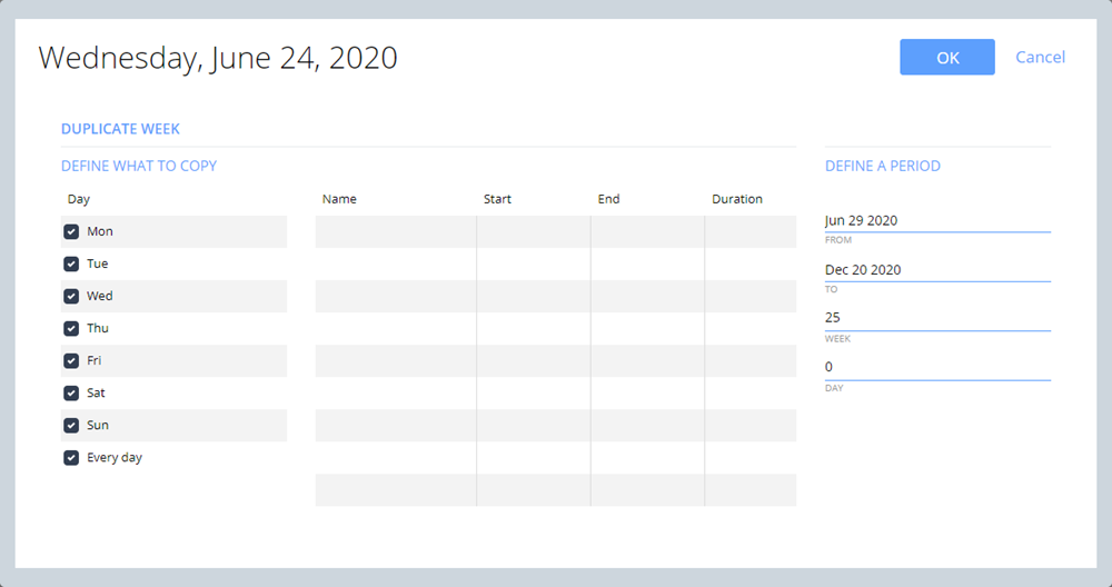 The Scheduling grid layout